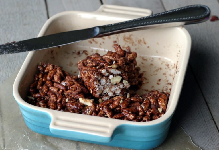 Cocoa Hazelnut Rice Crispy Treats - Comfy Belly