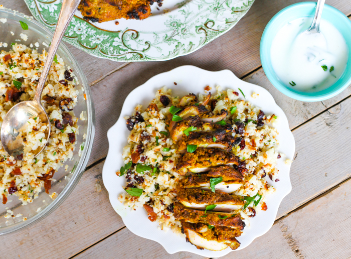Chicken Shawarma with Jeweled Cauliflower Rice - Comfy Belly